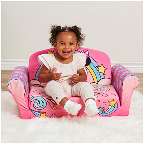 Marshmallow Furniture, Minnie Mouse 3-in-1 Slumber Sofa, Foam Toddler Nap Mat with Attached Blanket