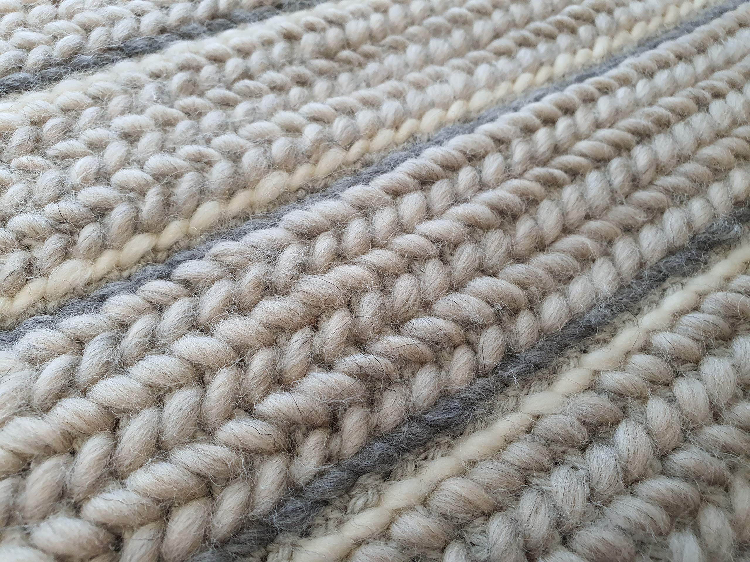 Crochet wool Blanket Gray Beige Warm throw blanket merino Knit Handmade Throw, 43x63 inches