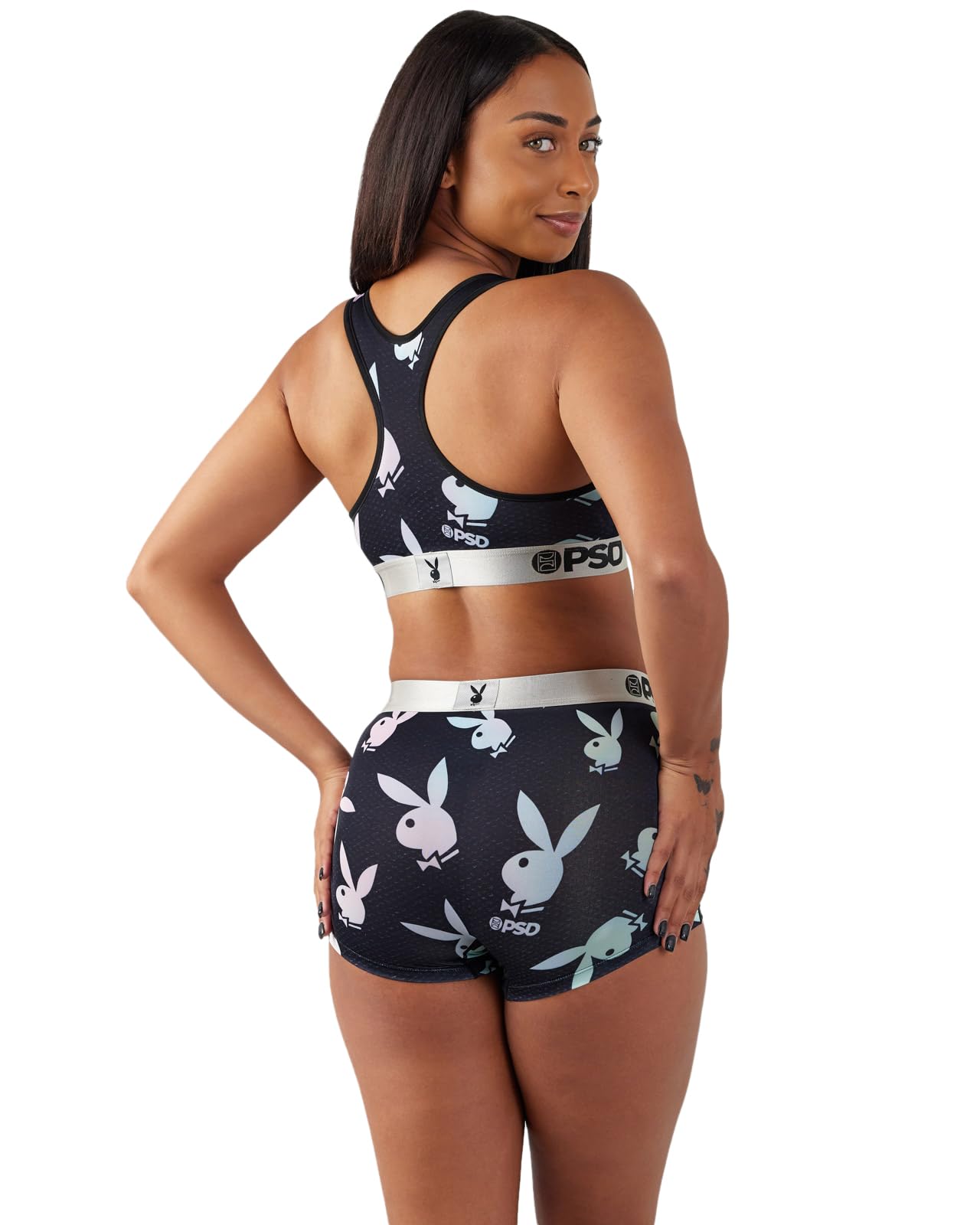 PSD Women's Playboy Glow Sports Bra, Black, M