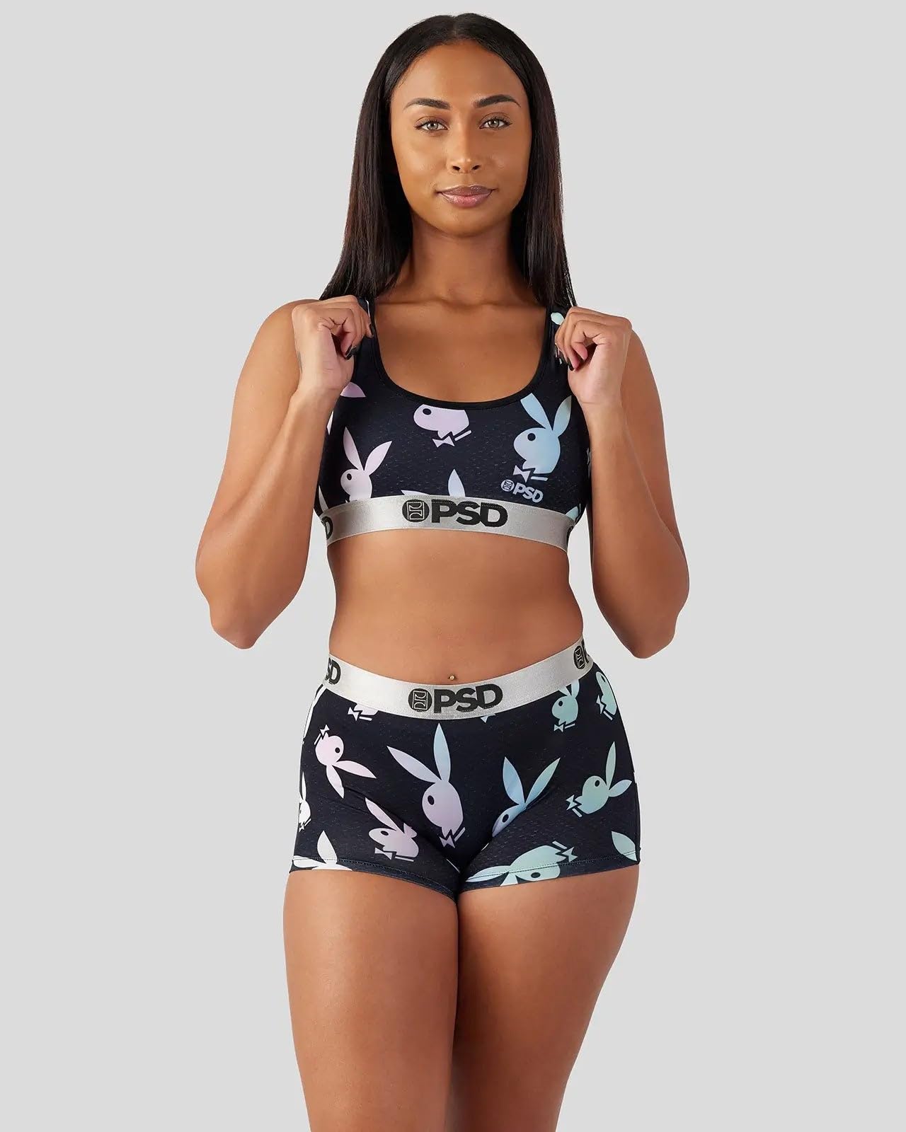 PSD Women's Playboy Glow Sports Bra, Black, M