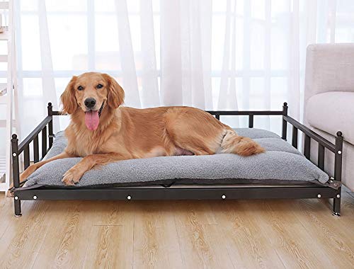 LXLA Deluxe Large Dogs Bed, Metal Elevated Pet Cot with Soft Mat, Adjustable Height Non Slip Foot, for Medium & Large Dogs, Easy Install (Size : L 101×68×30cm)