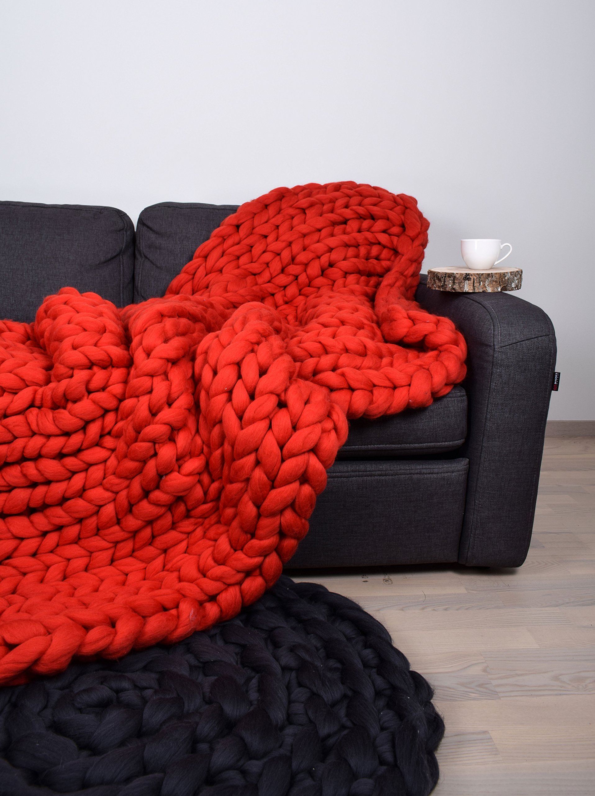 Chunky knit blanket, Merino wool blanket, 30x50 inches (80x130CM), Giant throw, Chunky, Merino wool blanket, Plaid