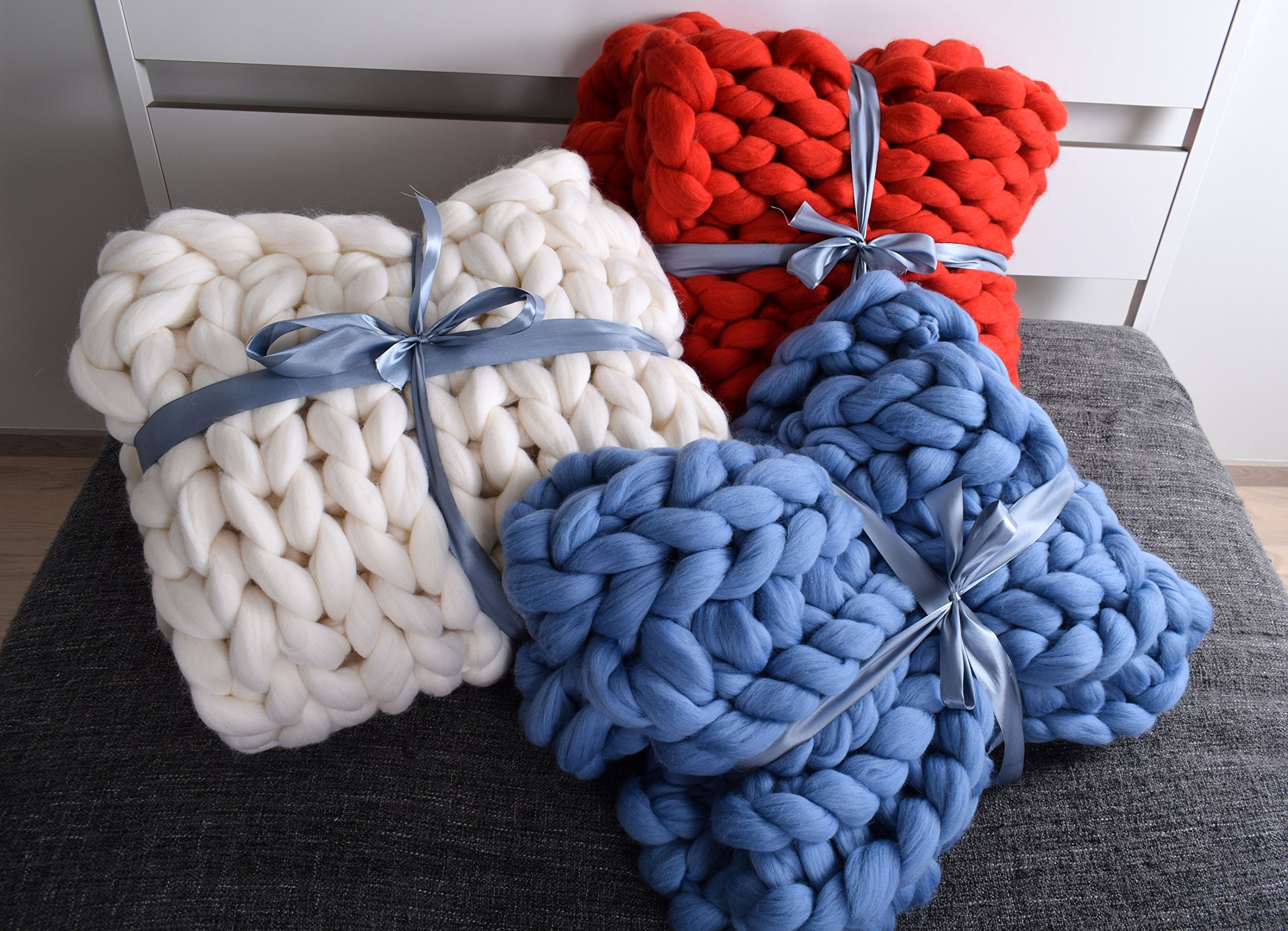 Chunky knit blanket, Merino wool blanket, 30x50 inches (80x130CM), Giant throw, Chunky, Merino wool blanket, Plaid