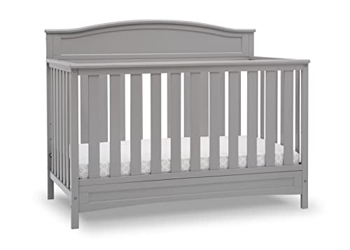 Delta Children Emery Crib 7-Piece Baby Nursery Furniture Set–Includes: Convertible Crib, Glider, Dresser, Changing Top, Crib Mattress, Sheets, & Changing Pad, Grey