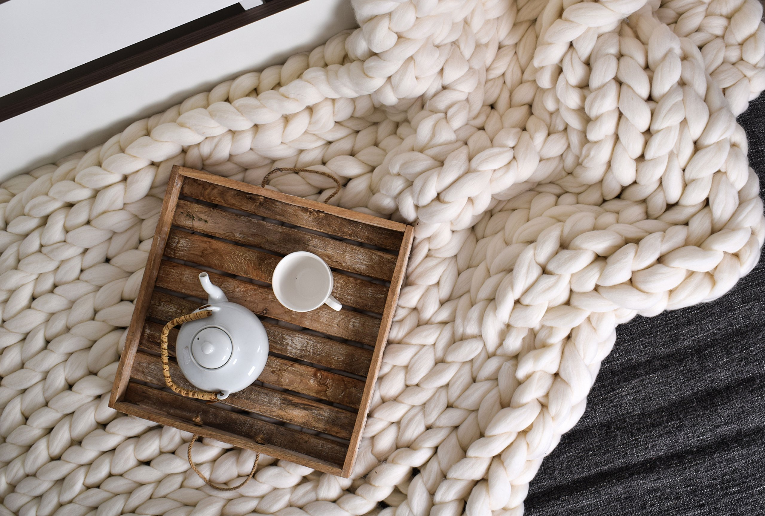 Chunky knit blanket, Merino wool blanket, 30x50 inches (80x130CM), Giant throw, Chunky, Merino wool blanket, Plaid