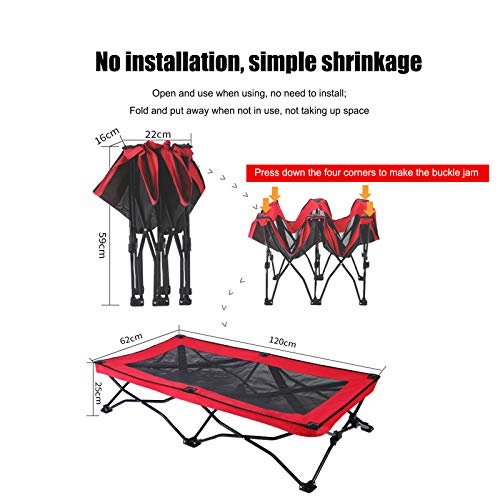 L-ELEGANT Foldable Raised Pet Bed,Portable Elevated Dog Bed with No-Slip Feet,Breathable Sturdy Pet Cot Mesh Fabric for Indoor Or Outdoor Use-Red 62x62x15cm