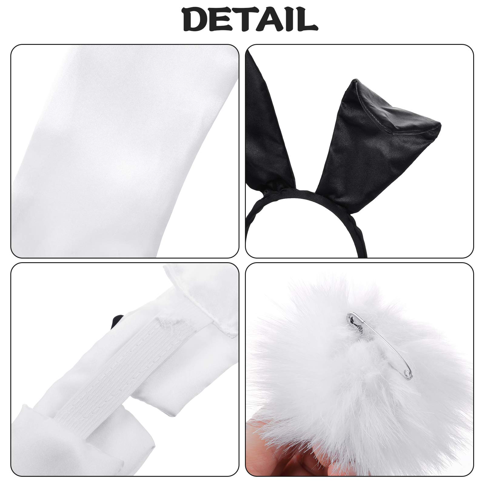 Zhanmai Bunny Costume Set Including Bunny Ear Headband, Cuffs and Tail Accessory for Easter Party