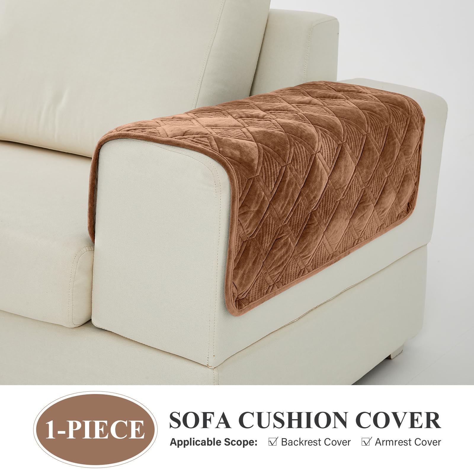 Deep Dream Couch Cover, 1 Piece Couch Arm Covers & Backrest Cover, Sectional Couch Covers, Anti-Slip Armrest Covers for Dogs Cats Recliner Loveseat Sofa L Shaped, 28 x 28 Inch - Light Coffee(1 Piece)