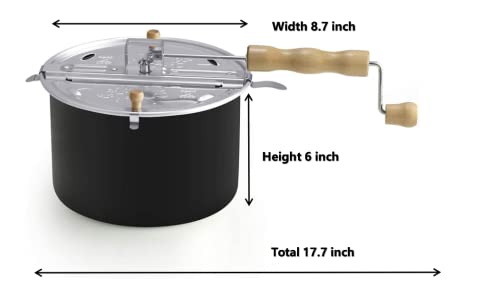 Cook N Home 02700 6-Quart Aluminum Stovetop Popcorn Popper, Black