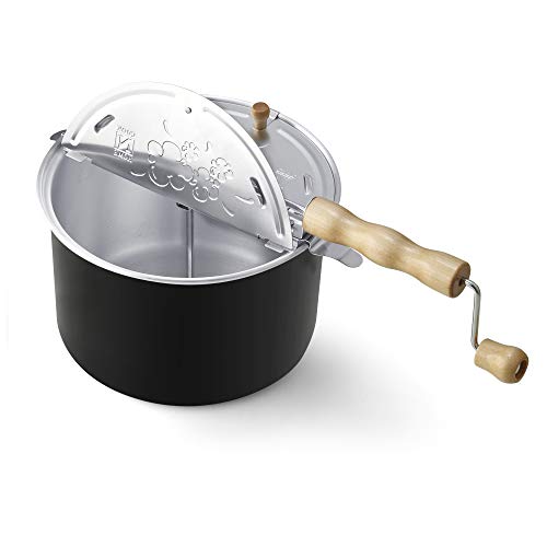 Cook N Home 02700 6-Quart Aluminum Stovetop Popcorn Popper, Black