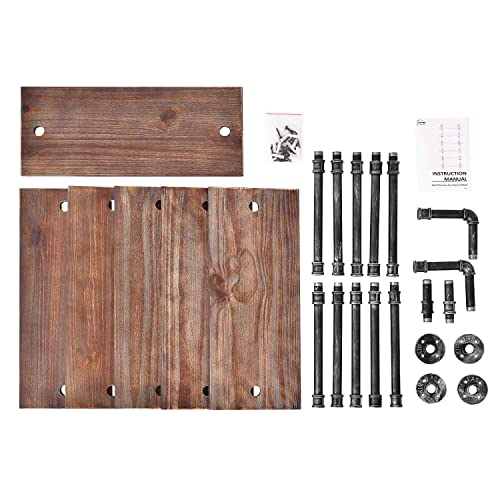 BOSURU Industrial Pipe Shelves Rustic Wood Ladder Bookshelf Wall Mounted Shelf for Living Room Decor and Storage