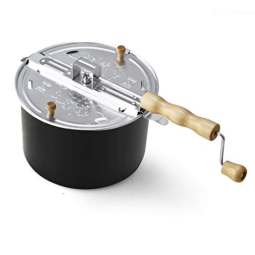 Cook N Home 02700 6-Quart Aluminum Stovetop Popcorn Popper, Black