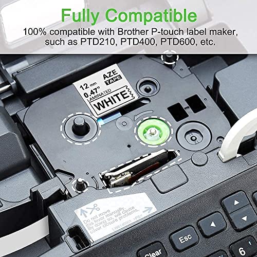 Compatible Label Tape Replacement for Brother Ptouch TZe-231 Black on White Label Tape Bundle with Replace TZe-131 Black on Clear Label Tapes, 0.47" x 26.2', (Total 11-Pack)