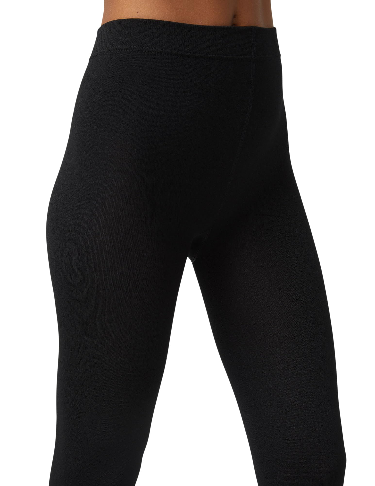 HUE Women's Sweater Tights, Black Flat Knit, Medium-Large