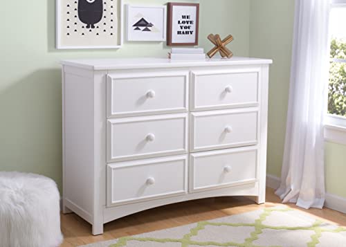 Delta Children Unisex Nursery 6 Drawer Double Dresser, Greenguard Gold Certified, Bianca White