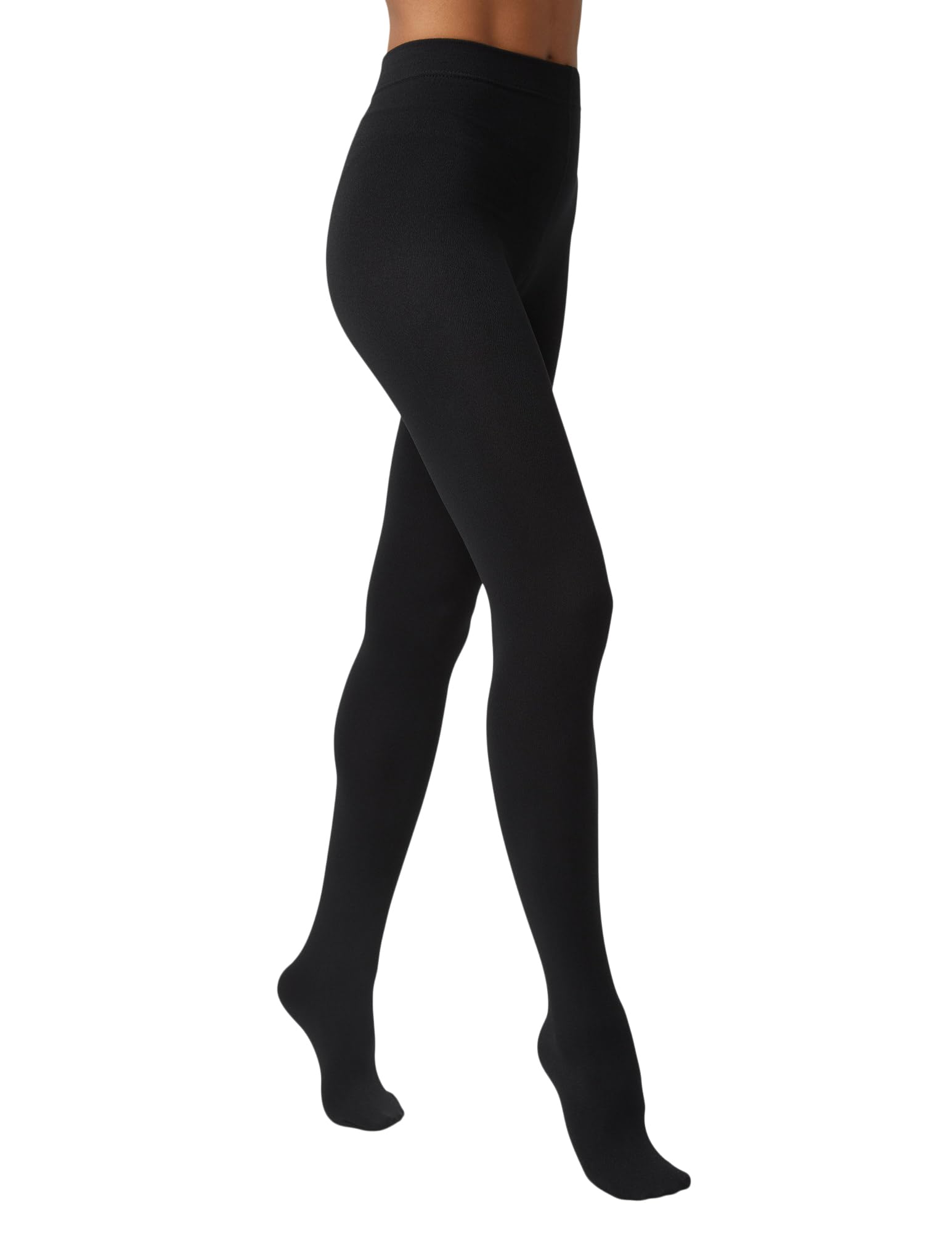 HUE Women's Sweater Tights, Black Flat Knit, Medium-Large