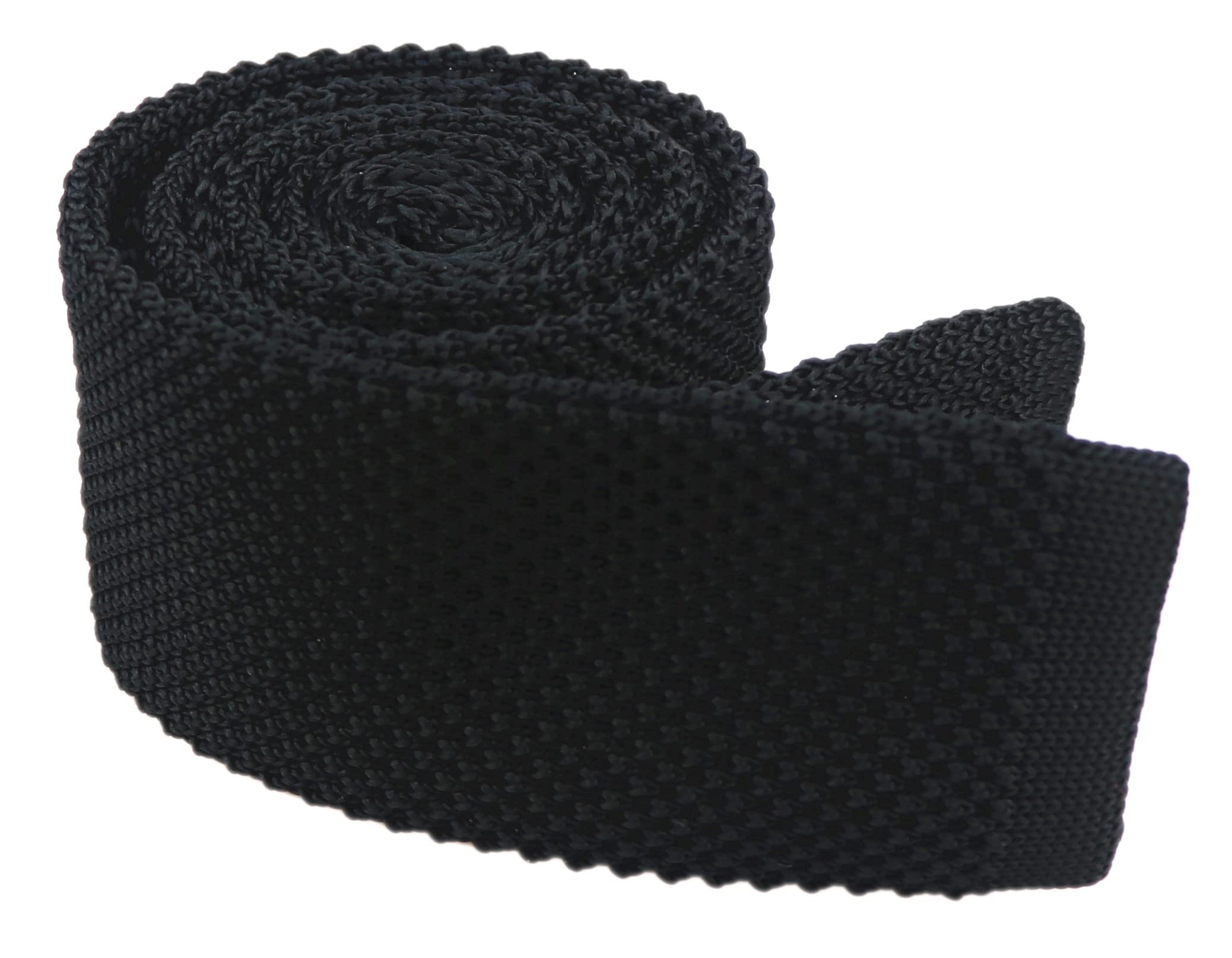 Kihatwin Jet Black Ties Woven Casual Preppy Stylish Necktie for Tall and Big Men or Boys