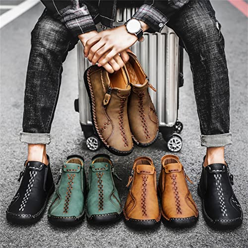 Govicta Mens Casual Shoes Leather Slip On Loafers Oxford Leather Chukka Boot for Men Work Office Dress Shoes Brown Size8.5
