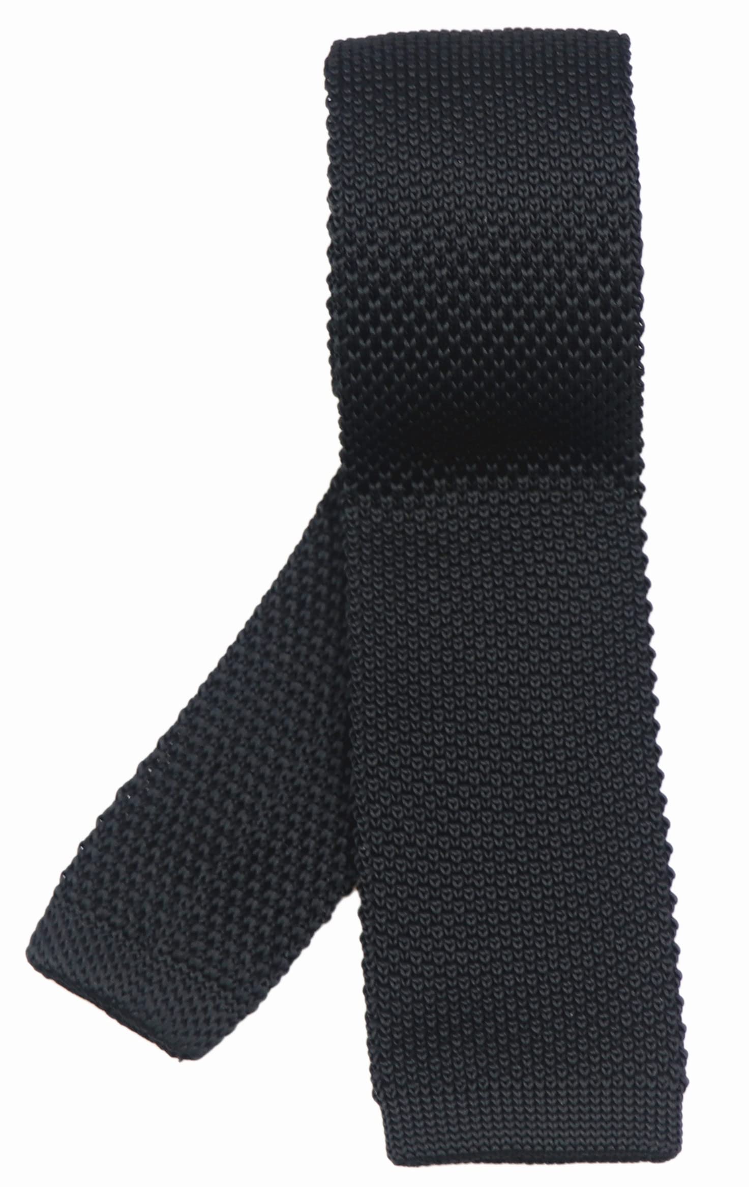 Kihatwin Jet Black Ties Woven Casual Preppy Stylish Necktie for Tall and Big Men or Boys