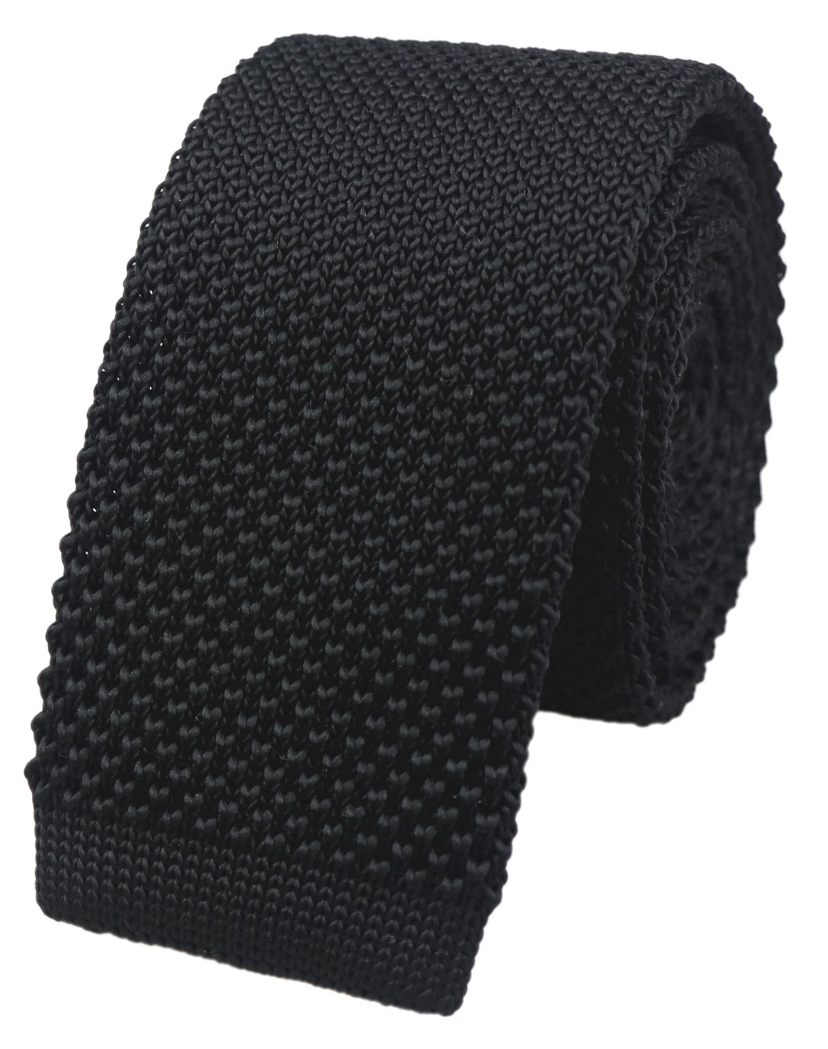 Kihatwin Jet Black Ties Woven Casual Preppy Stylish Necktie for Tall and Big Men or Boys