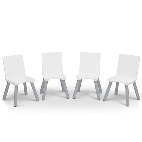 Delta Children Kids Table and Chair Set (4 Chairs Included) - Ideal for Arts & Crafts, Snack Time, Homeschooling, Homework & More, Grey/White