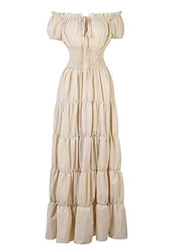 Renaissance Dress Women Renaissance Faire Costume Women Fairy Plus Size Ren Faire Dress Womens Pirate Costume Beige S