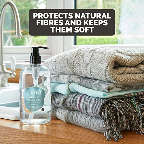 KnitIQ No Rinse Delicate Wash Liquid Detergent, 16.9 fl. oz - Natural Wool Wash with Lanolin for Delicates and Knit Wool Fabric, Lavender Citrus Fragrance, 100 Washes