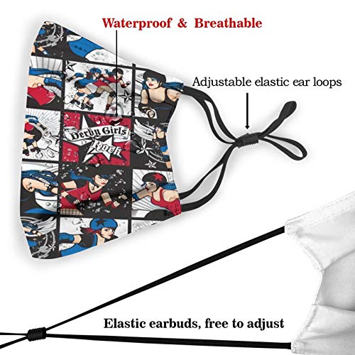 Roller Derby Comic,Face Mask Reusable Washable Masks Cloth for Adult and Kids