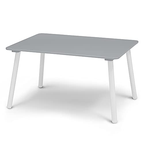 Delta Children Kids Table and Chair Set (4 Chairs Included) - Ideal for Arts & Crafts, Snack Time, Homeschooling, Homework & More, Grey/White