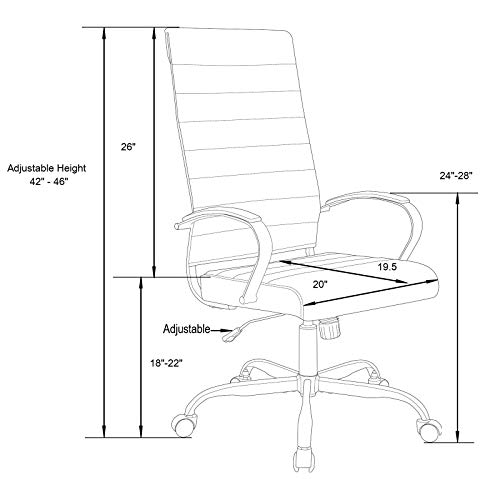 LeisureMod Benmar Modern High-Back Adjustable Swivel Leather Office Chair, Brown