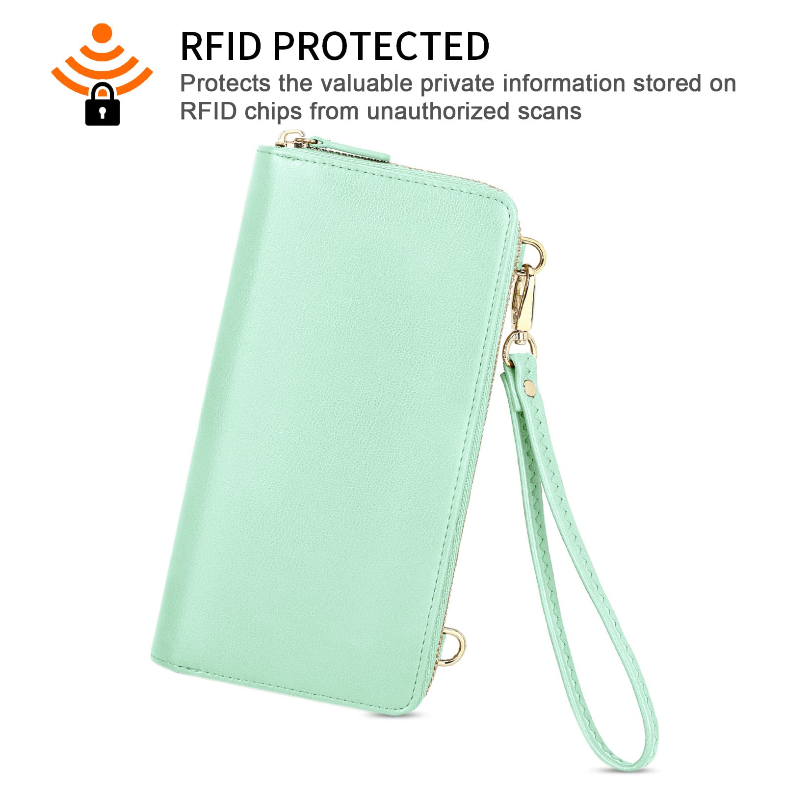 nuoku Wallet for Women Credit Card Holder Cell Phone Purse Sofa PU Leather Wallet with RFID Blocking Clutch Wristlet