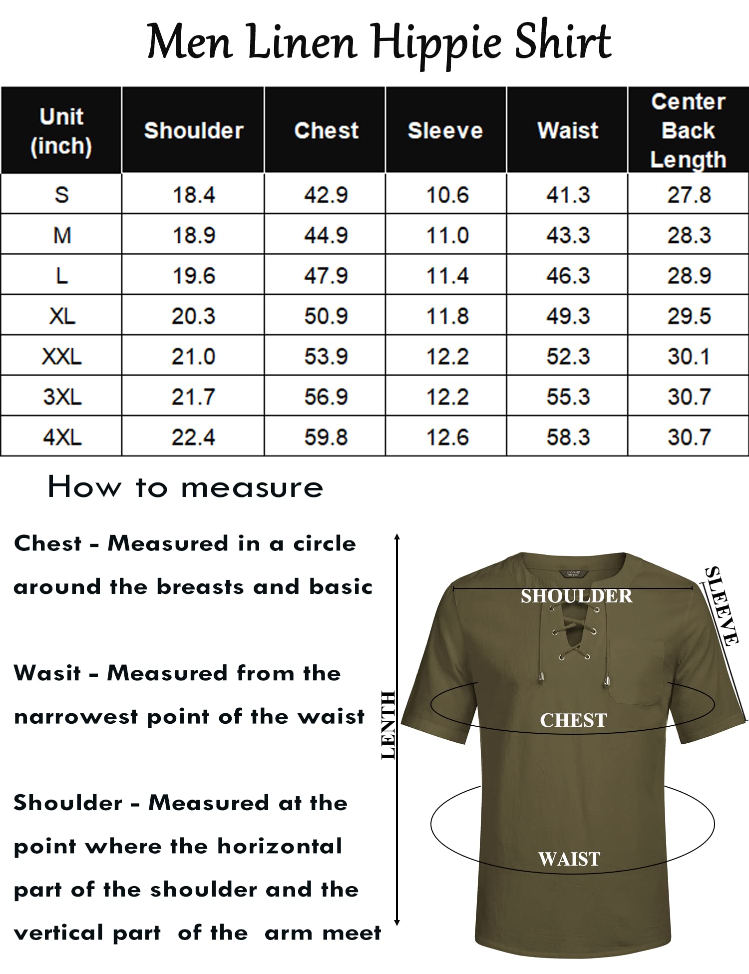 COOFANDY Men Cotton Linen Shirts Lace Up Short Sleeve Beach Shirts Casual Hippie Yoga Renaissance Tunic