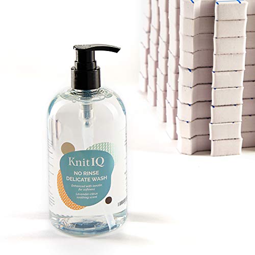 KnitIQ No Rinse Delicate Wash Liquid Detergent, 16.9 fl. oz - Natural Wool Wash with Lanolin for Delicates and Knit Wool Fabric, Lavender Citrus Fragrance, 100 Washes