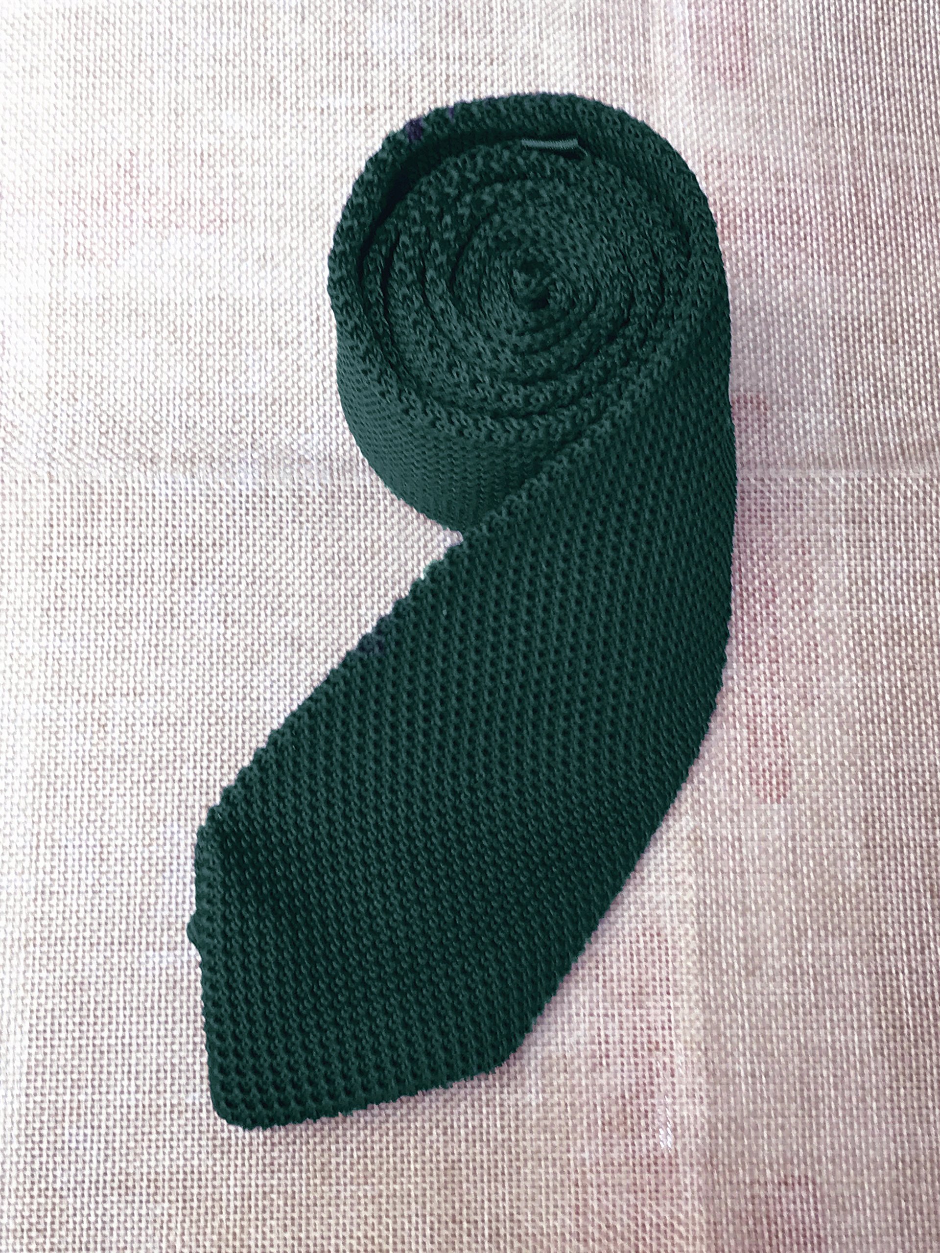 Vintage Ugly Dark Green Tie for Men Knitting Narrow Necktie for Adults Best Gift