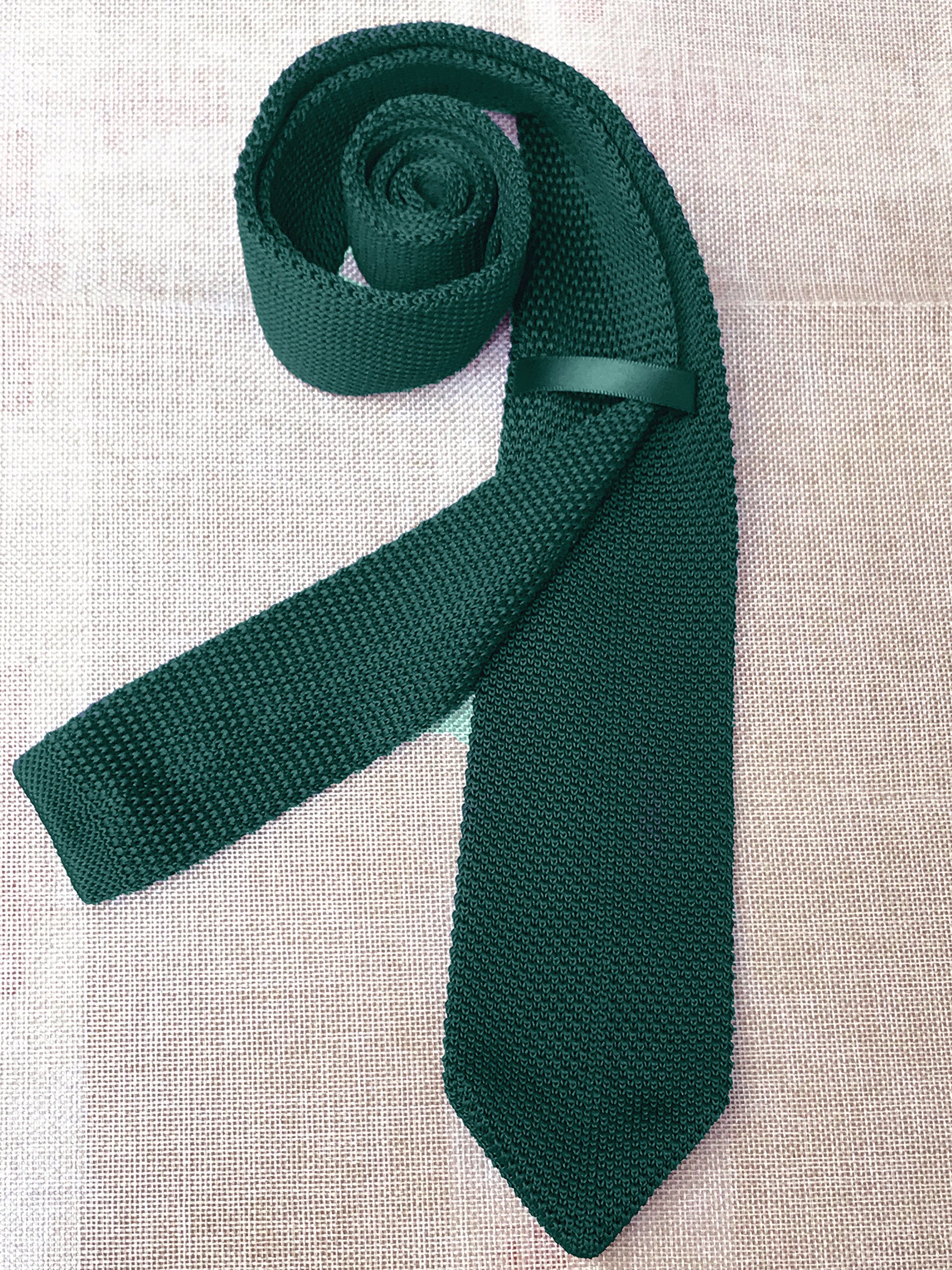 Vintage Ugly Dark Green Tie for Men Knitting Narrow Necktie for Adults Best Gift
