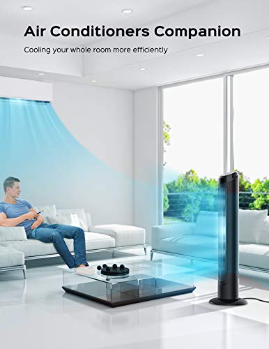 Dreo Tower Fan for bedroom, 90° Oscillating Fans with remote, 3 Modes 4Speeds, 12H Timer, Space-Saving, LED Display with Touch Control, 40 Inch Quiet Bladeless Floor Fan for Home Office, Cruiser Pro