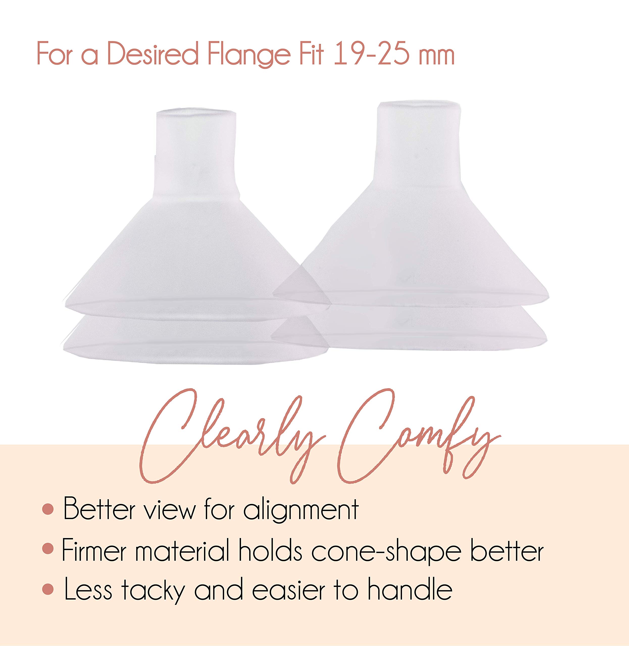 BeauGen Clearly Comfy Breast Pump Cushion – Soft, Stretchy, Clear, and Comfortable Flange Inserts for Improved Comfort and Fit – BPA Free, Food Safe Plastic (2 Pair)