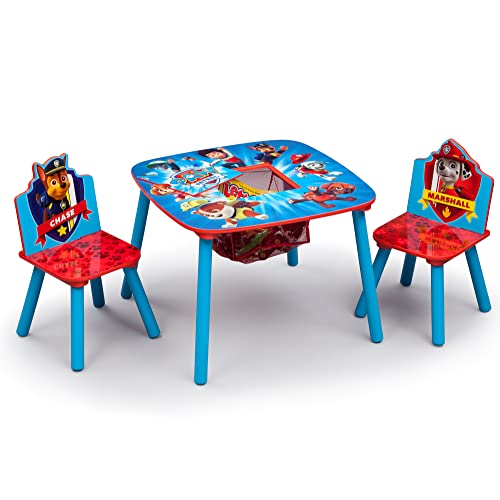 Delta Children PAW Patrol 4-Piece Playroom Set Includes Table with 2 Chairs and Deluxe Toy Box, Blue