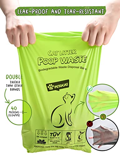 Cat Litter Bags for Poop Biodegradable Cat Waste Disposal Bag Leakproof Durable and Unscented Large to Fit Any Scoop - 100 Count…