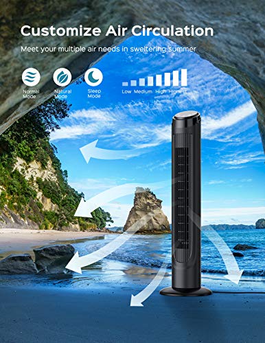 Dreo Tower Fan for bedroom, 90° Oscillating Fans with remote, 3 Modes 4Speeds, 12H Timer, Space-Saving, LED Display with Touch Control, 40 Inch Quiet Bladeless Floor Fan for Home Office, Cruiser Pro