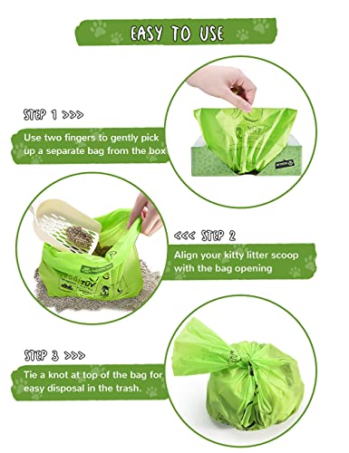 Cat Litter Bags for Poop Biodegradable Cat Waste Disposal Bag Leakproof Durable and Unscented Large to Fit Any Scoop - 100 Count…