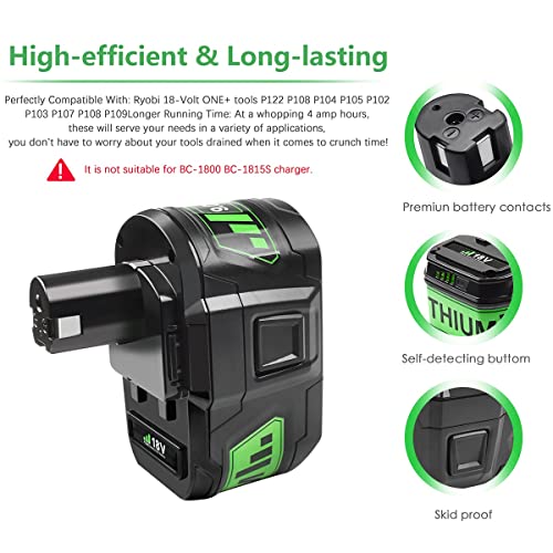 POWTREE 18V 9000mAh P108 Replacement Battery for Ryobi 18V Battery ONE+ P108 P102 P103 P104 P105 P107 P109 P122 Cordless Power Tools Li-ion Battery with LED Indicator 2Pack