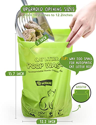 Cat Litter Bags for Poop Biodegradable Cat Waste Disposal Bag Leakproof Durable and Unscented Large to Fit Any Scoop - 100 Count…