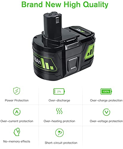 POWTREE 18V 9000mAh P108 Replacement Battery for Ryobi 18V Battery ONE+ P108 P102 P103 P104 P105 P107 P109 P122 Cordless Power Tools Li-ion Battery with LED Indicator 2Pack