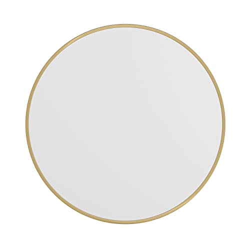 Flash Furniture Julianne Metal Framed Wall Large Accent Mirror for Bathroom, Vanity, Entryway, Dining, Living Room, 30" Round, Gold
