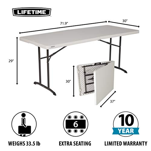 Lifetime 80382 Commercial Fold-In-Half Table, 6-foot, Almond