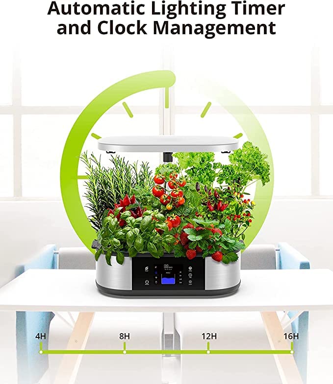 Hydroponics Growing System, SXYCMY Growing Plants up to 30 Inches with Powerful 30W 120 LED Grow Light, Silent Pump, Automatic Timer for Home Kitchen Gardening, APP & WiFi Remote Control