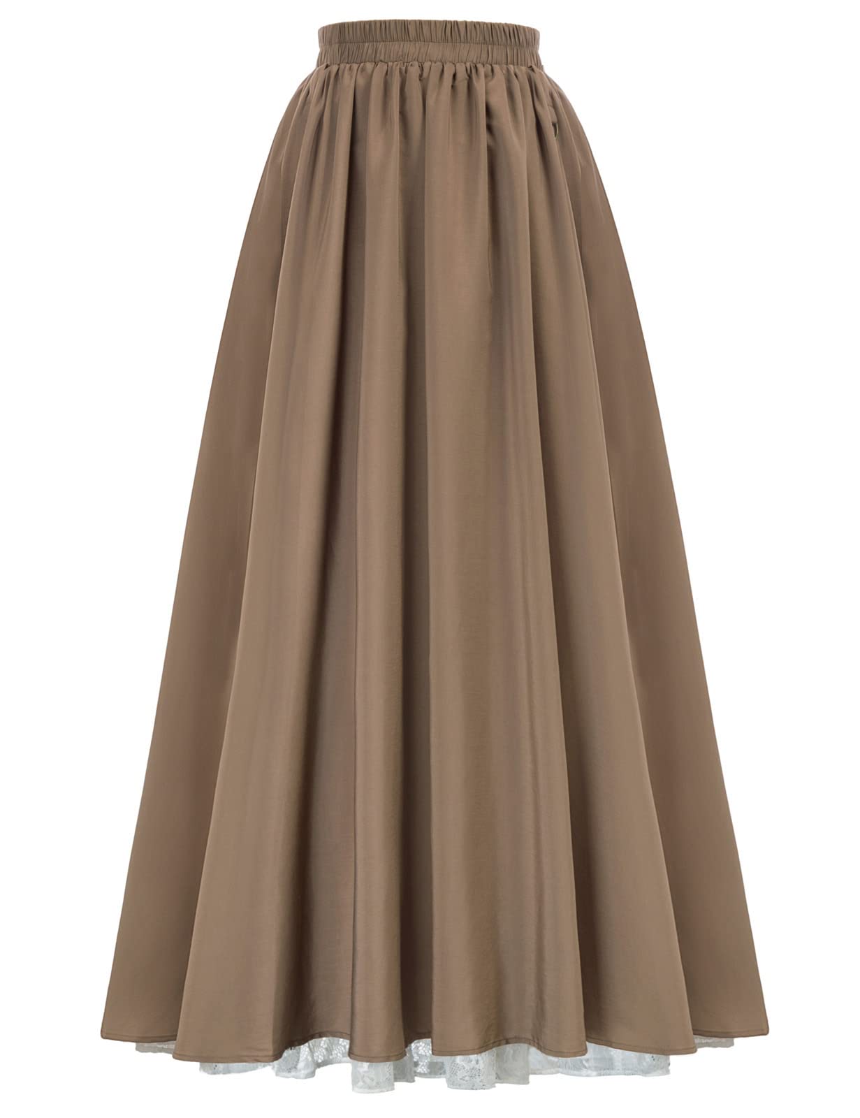 Scarlet Darkness Womens Maxi Skirt Victorian Renaissance High Waisted Double Layer Skirts Brown S