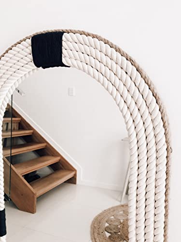 Oval Large | 30in x 18in | Oval Navy Nautical Hampton Coastal Rope Mirror Twisted Rope Home Decor Wall Hanging Mirror (White and BLACK30*18IN)