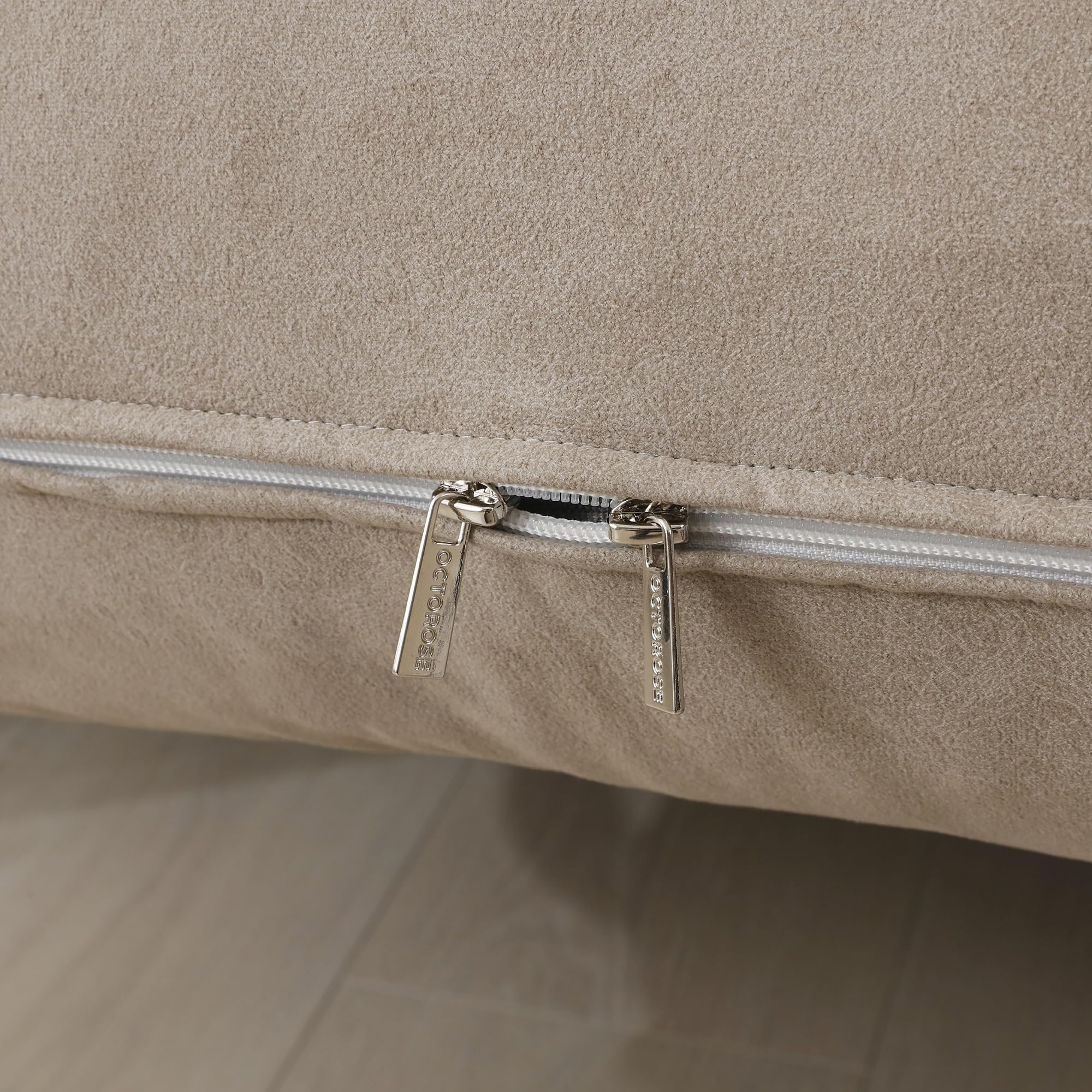 OctoRose Full Size 54x75x8 inch 3 Side Zipper Classic Soft Micro Suede Futon Cover Sofa Daybed Mattress Slipcover (Waterproof-Tan, Full Size)